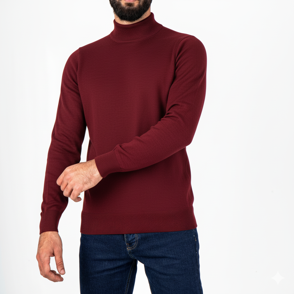Men’s Basic Plain High Neck Pullover – Tree Stores
